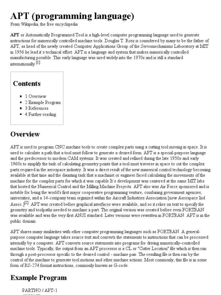 APT (Programming Language) - Wikipedia, The Free Encyclopedia | PDF | Computer Science | Software