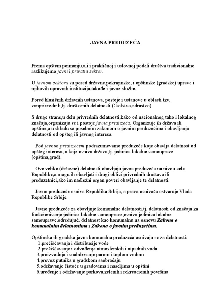 Javna Preduzeca | PDF