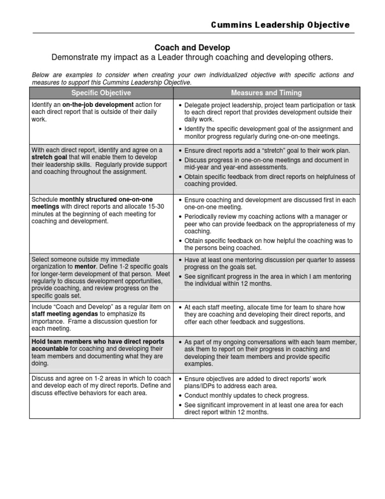 Coach and develop direct reports | PDF | Mentorship | Leadership