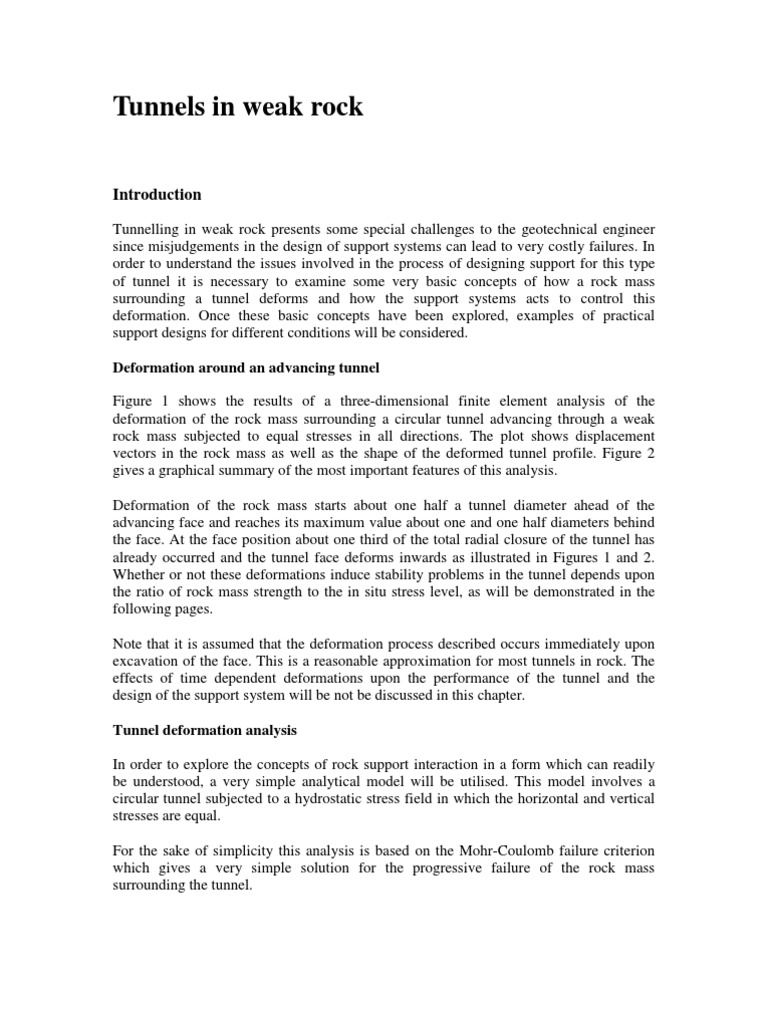 Tunnels in Weak Rock | PDF