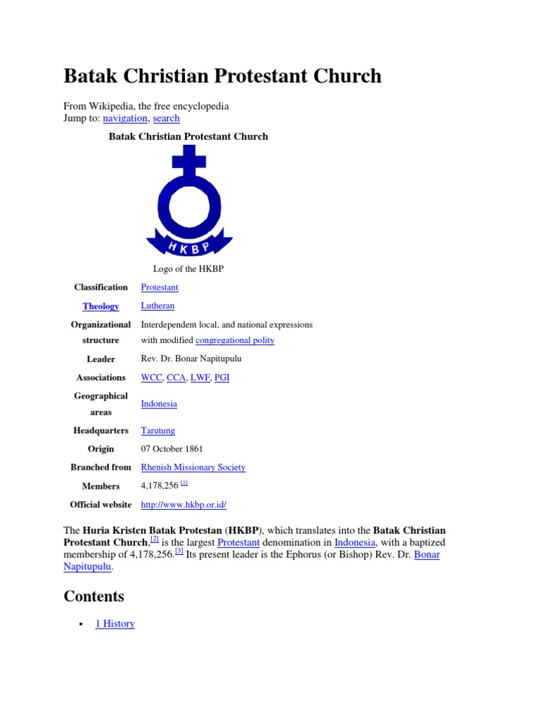 Batak Christian Protestant Church | PDF