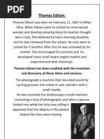 Thomas Edison Inventor of The Electric Light Bulb | PDF | Thomas Edison ...