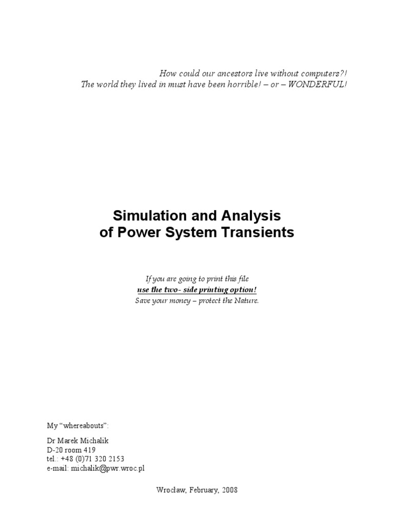Power System Transient Analysis Guide | PDF | Computers