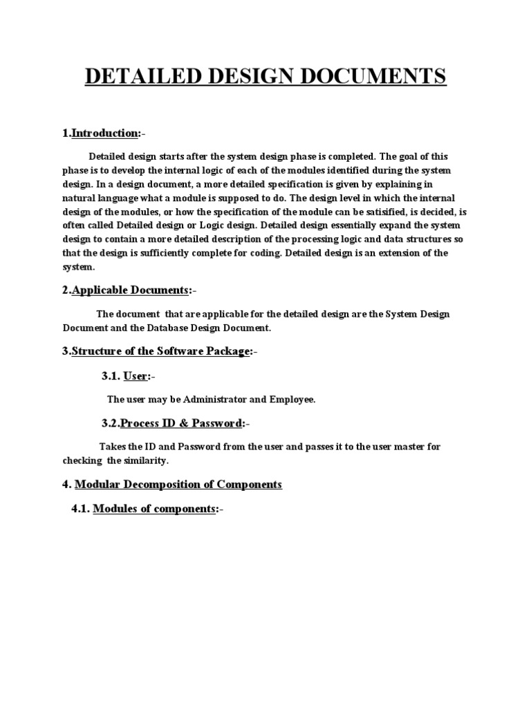 DETAILED DESIGN DOCUMENT | PDF | Modular Programming | Systems Design