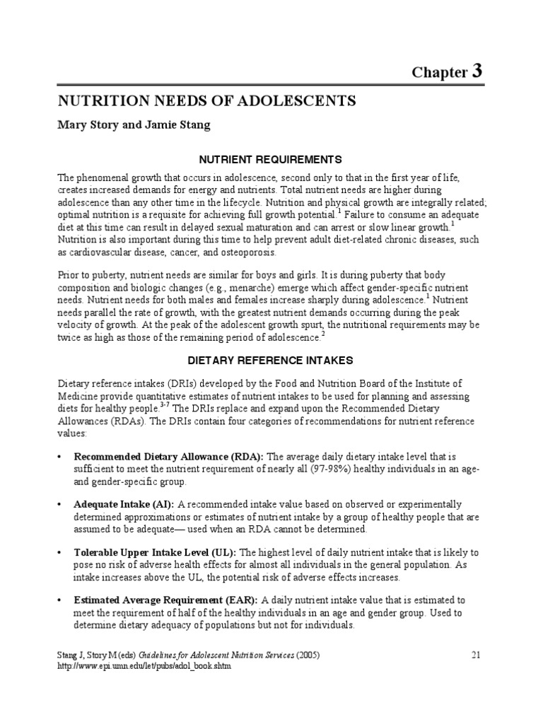 Nutritional Requirements For Teenagers | PDF | Folic Acid | Diet ...