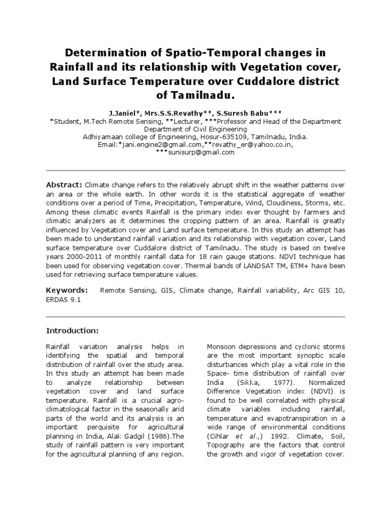 Determination of Spatio-Temporal Changes in Rainfall and Its ...