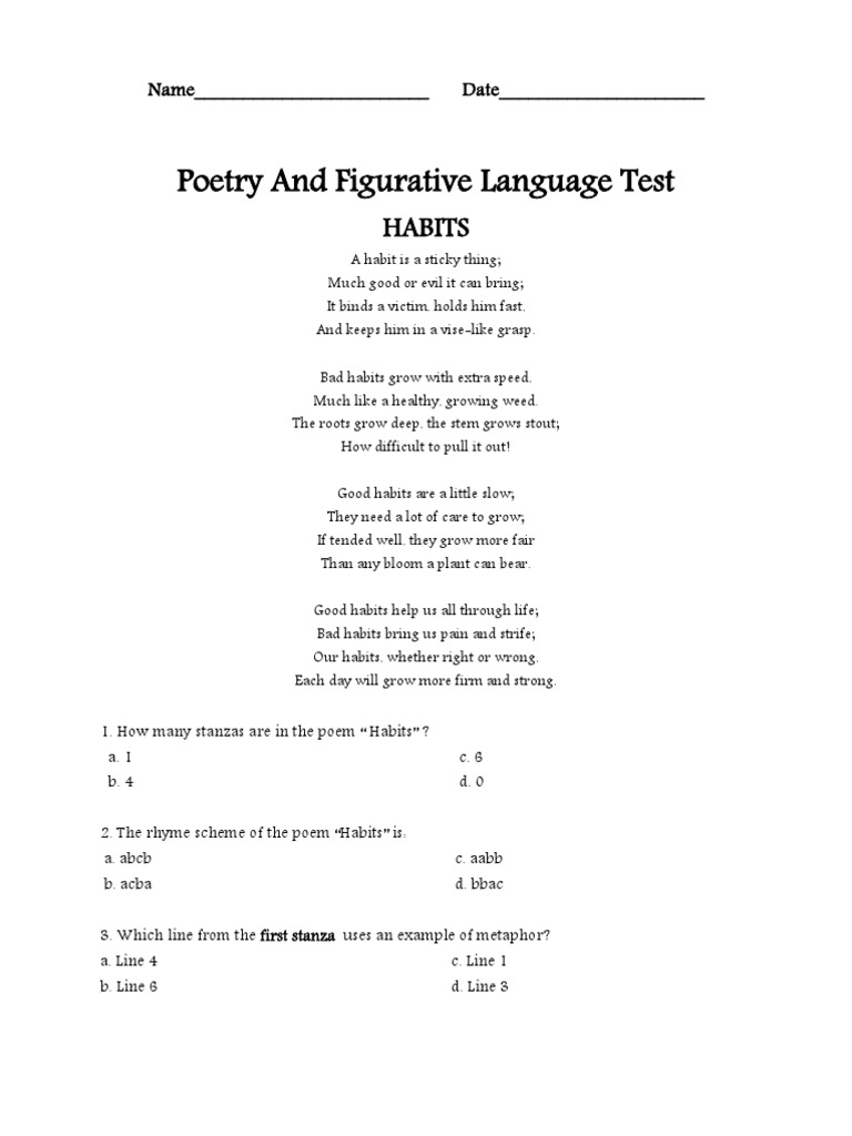 Poetry Unit Test | Download Free PDF | Poetry