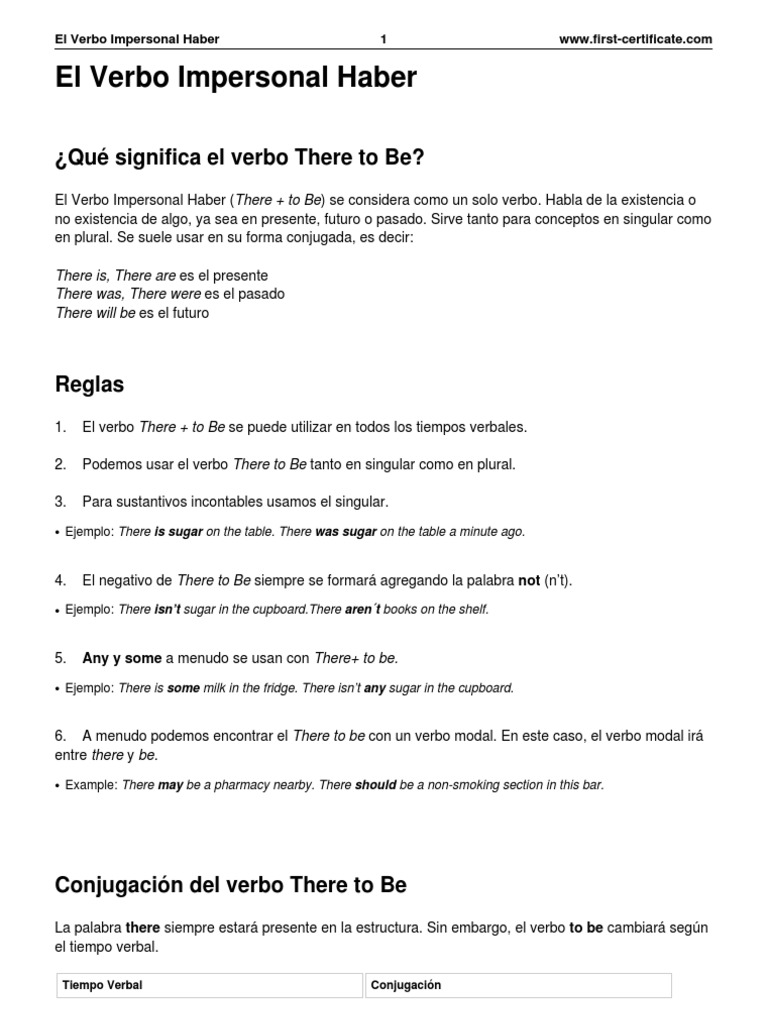 El Verbo Impersonal Haber | PDF