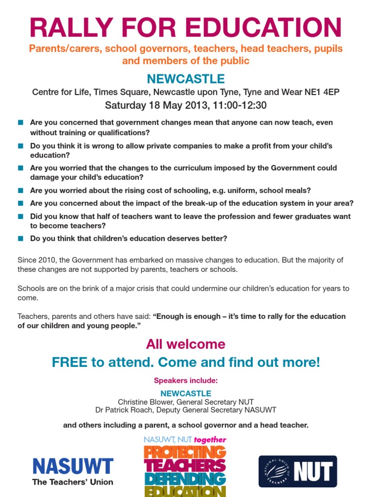 Newcastle Rally For Education | PDF | Behavior Modification | Learning