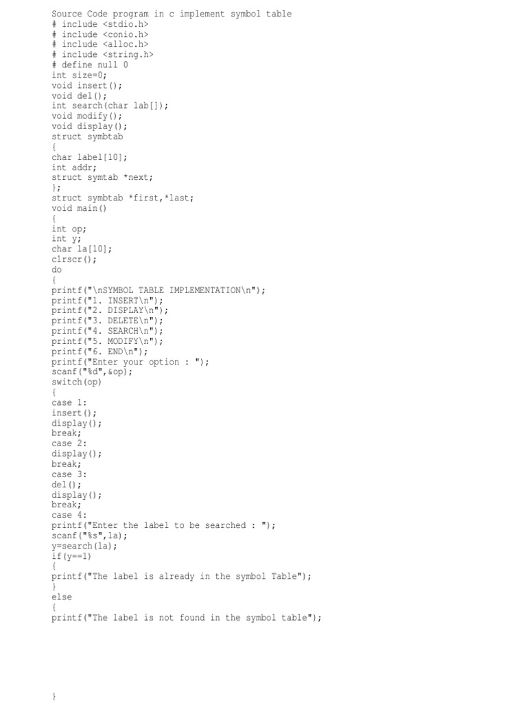 Symbol Table Program | PDF | Computer Engineering | Information ...