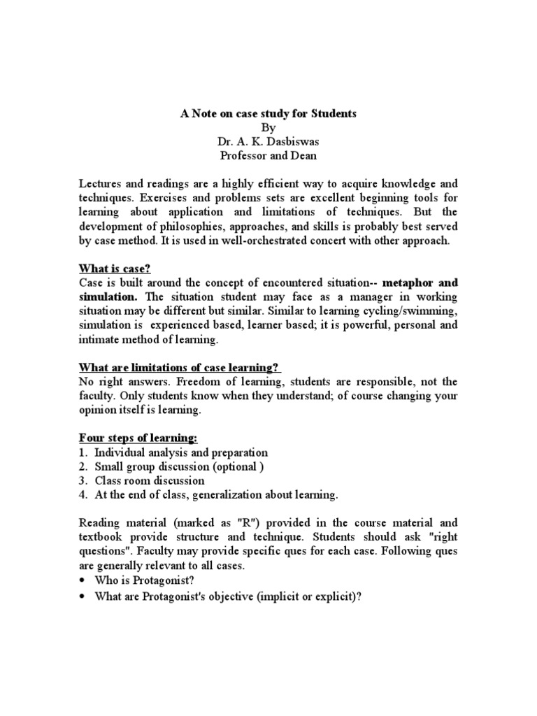 Case Study Note | PDF | Simulation | Learning