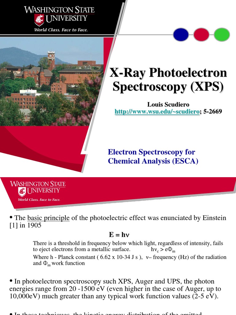 X-Ray Photoelectron Spectroscopy (XPS) : Electron Spectroscopy For Chemical Analysis (ESCA ...