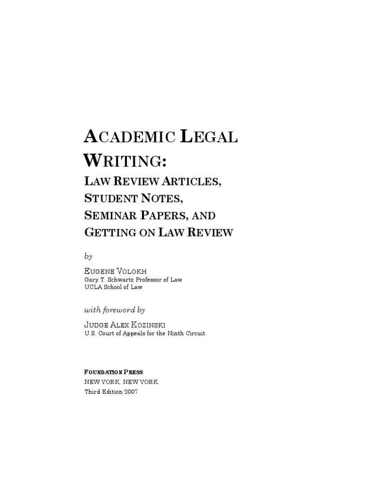 Academic Legal Writing | PDF | Law Review | Law Clerk