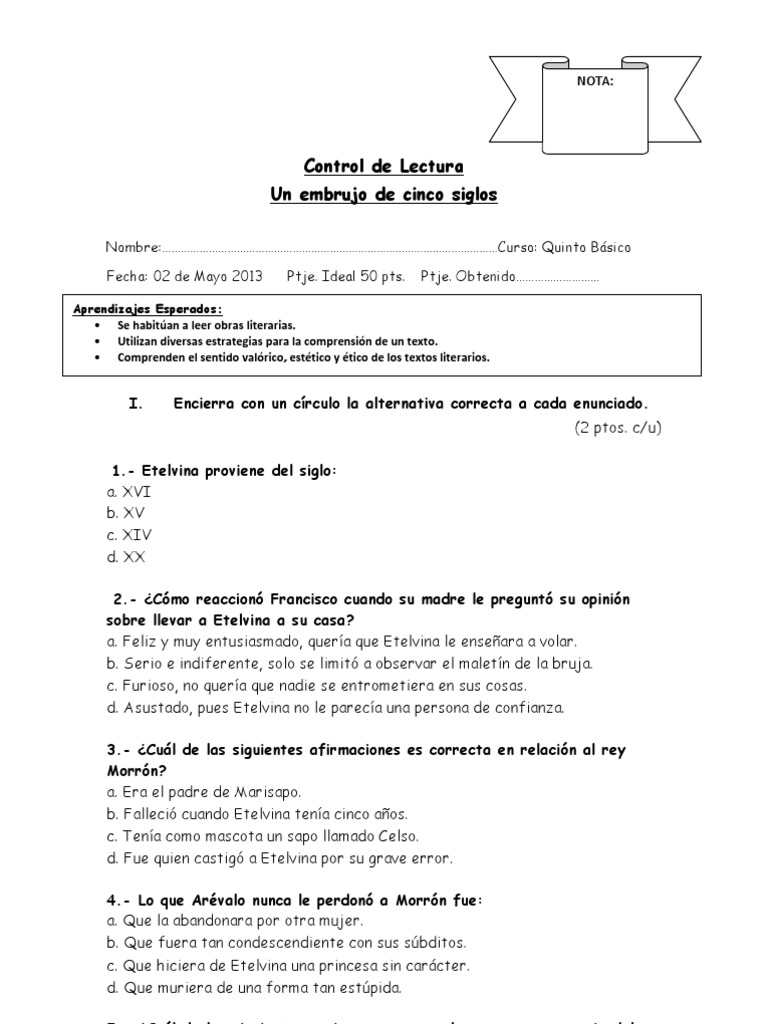 Prueba Un Embrujo de Cinco Siglos | PDF | Ocio