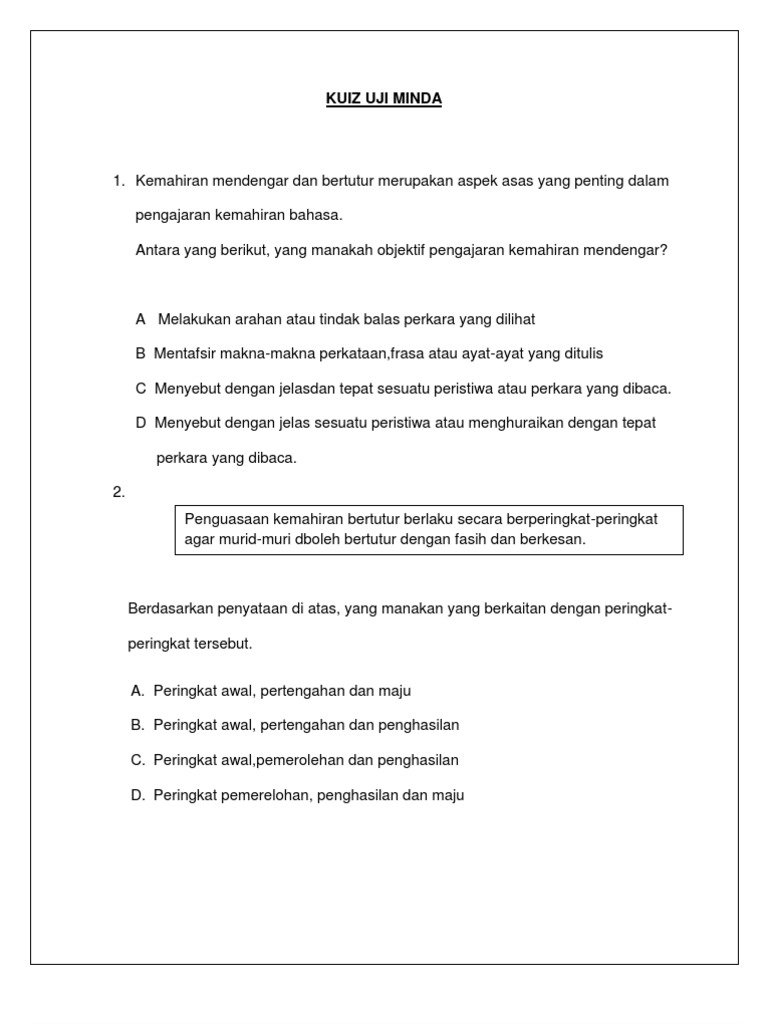 Kuiz Uji Minda | PDF