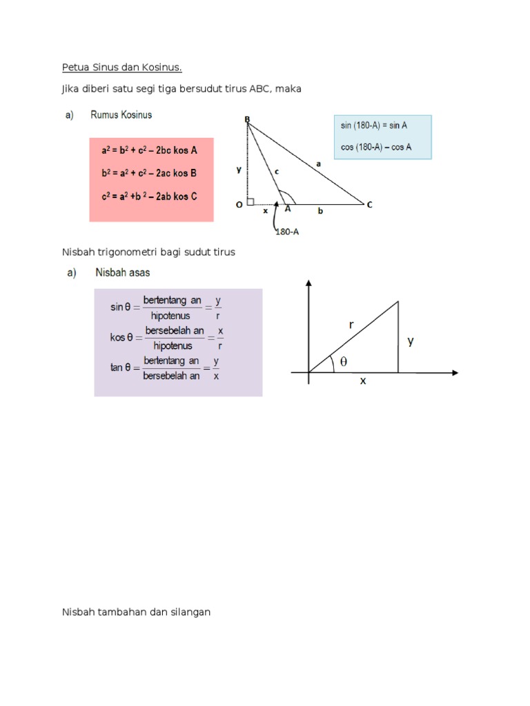 Petua Sinus Dan Kosinus | PDF