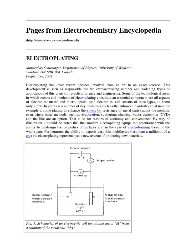 Pages From Electrochemistry Encyclopedia: Electroplating | PDF | Ion | Anode