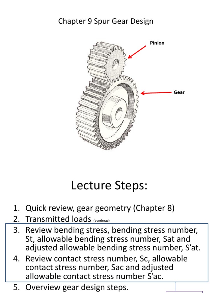 Chapter 9 Spur Gear Design | PDF | Gear | Stress (Mechanics)