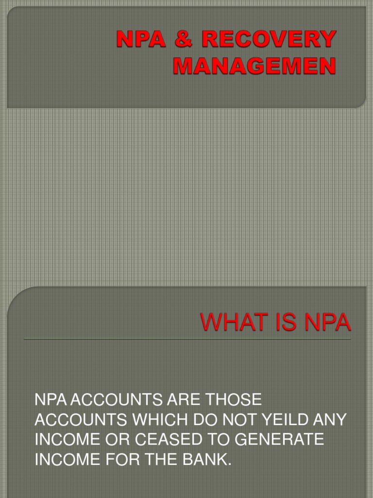NPA Recovery Management | PDF | Securitization | Banks