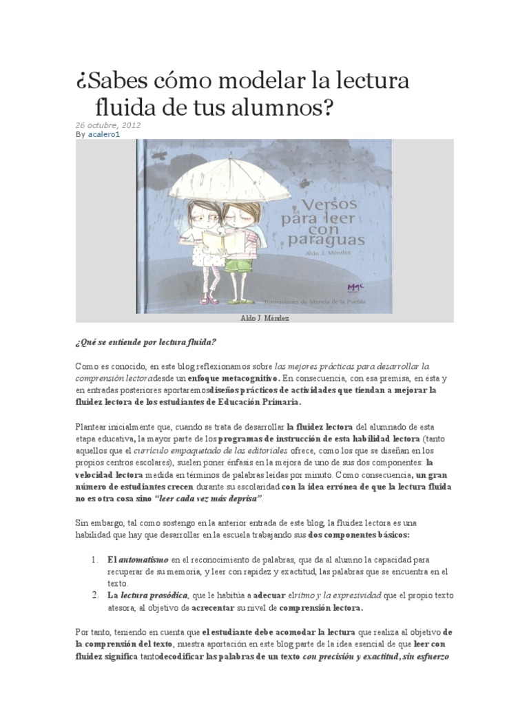 Sabes Cómo Modelar La Lectura Fluida de Tus Alumnos | PDF | Comprensión ...
