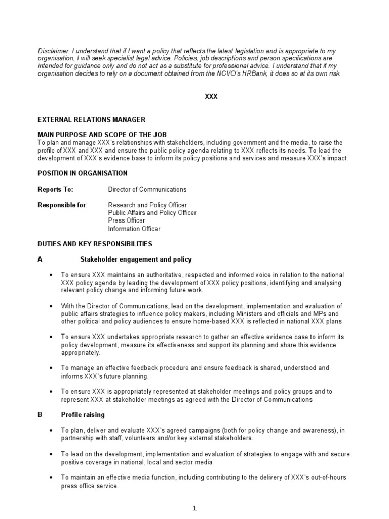 External Relations Manager Overview | PDF | Evidence Based Medicine ...