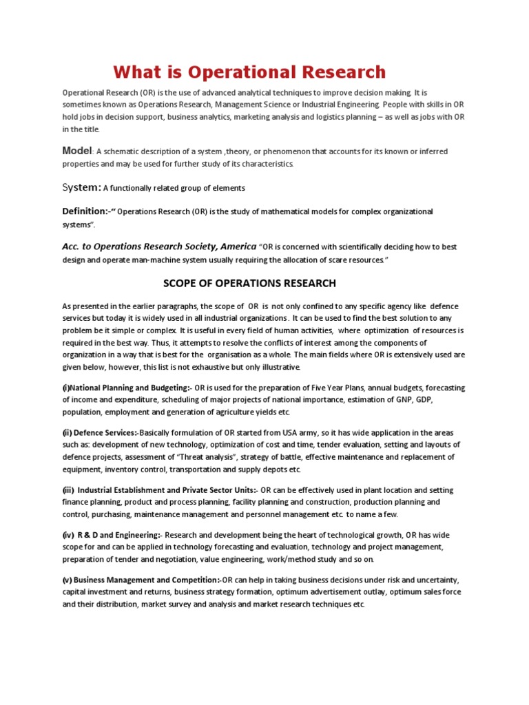 What Is Operational Research | PDF | Mathematical Optimization | Mathematical Model