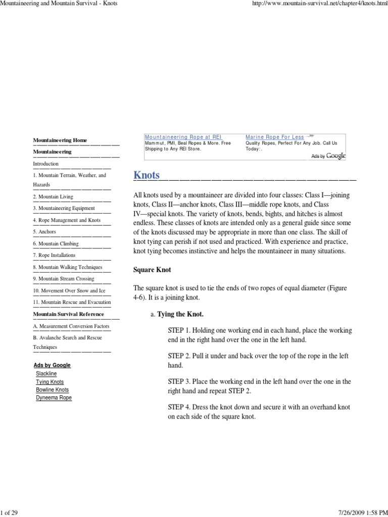 Basic Climbing Knots Pdf Knot Ropework