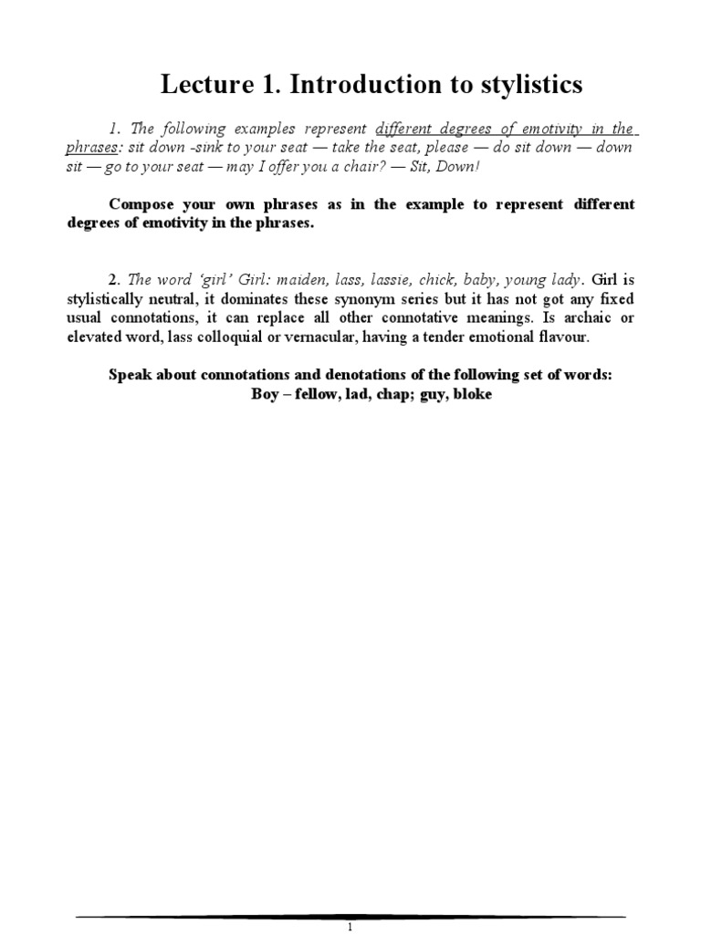 Lecture 1. Introduction To Stylistics | PDF