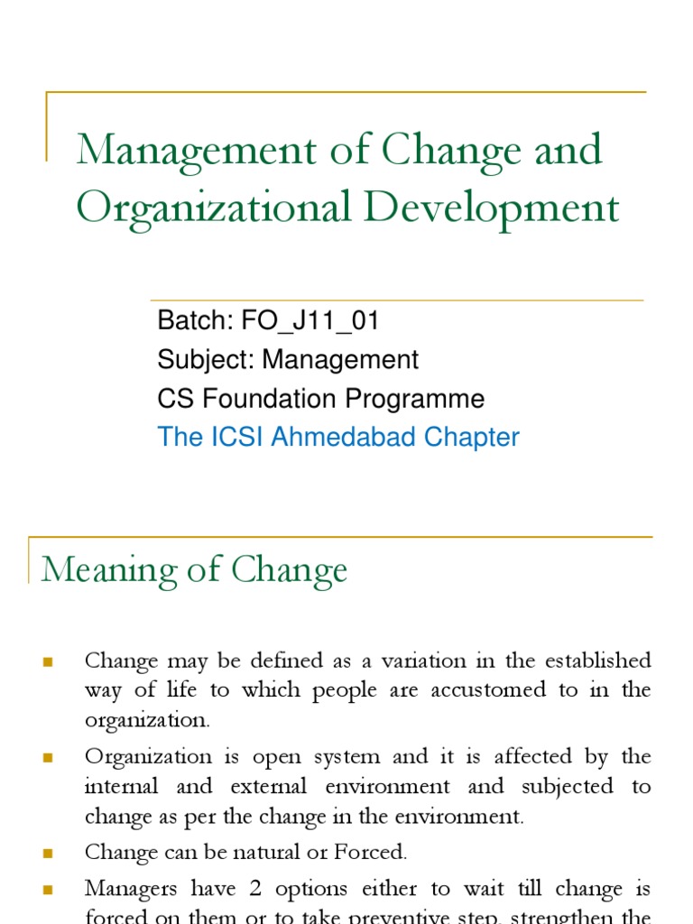 Management of Change and Organizational Development | PDF | Organization Development | Action ...