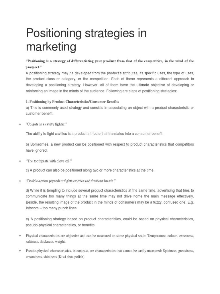 Positioning Strategies in Marketing | PDF | Brand | Marketing