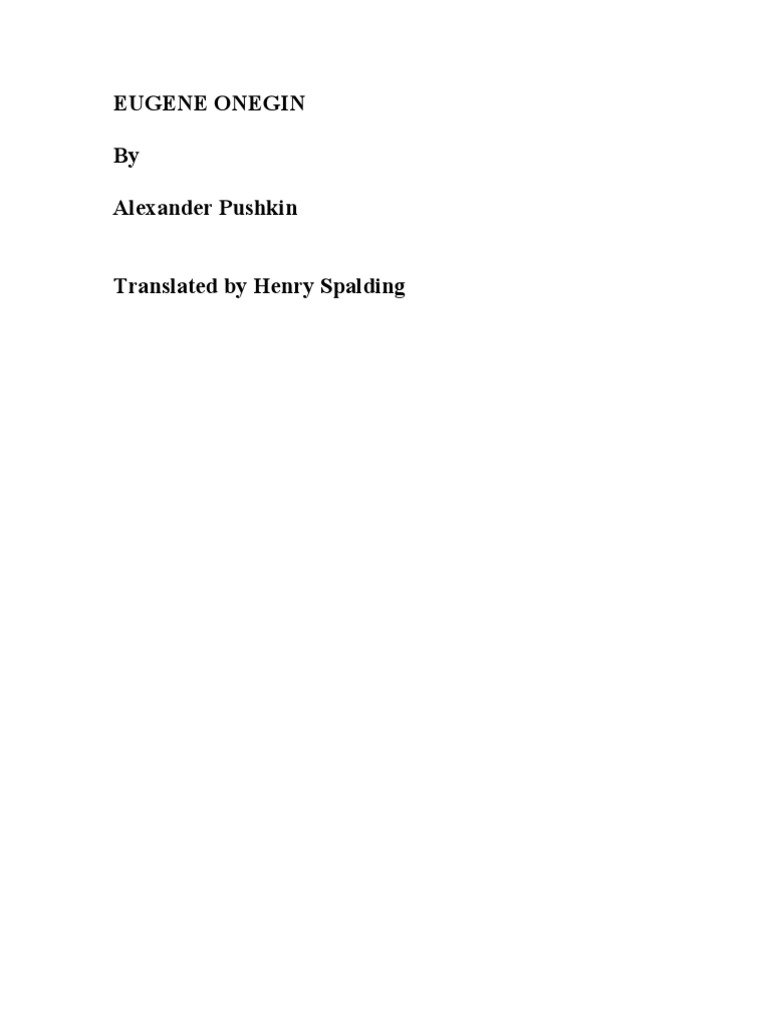 Eugene Oneguine | PDF | Alexander Pushkin | Poetry