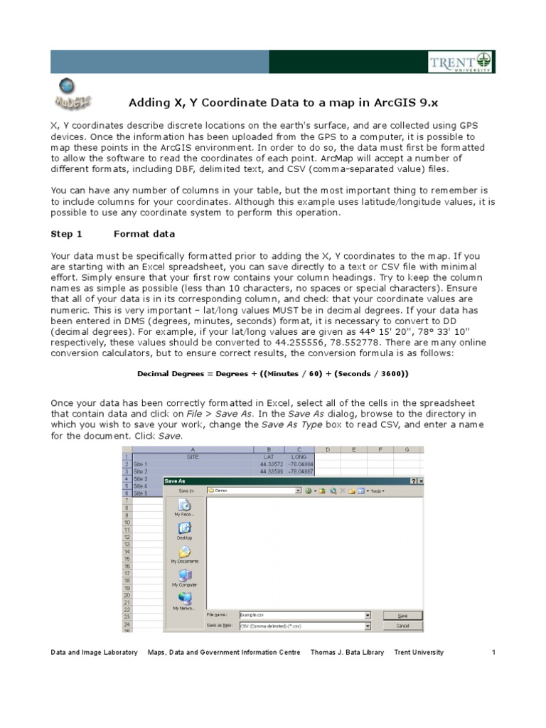 Excel and Arcmap | PDF | Comma Separated Values | Microsoft Excel