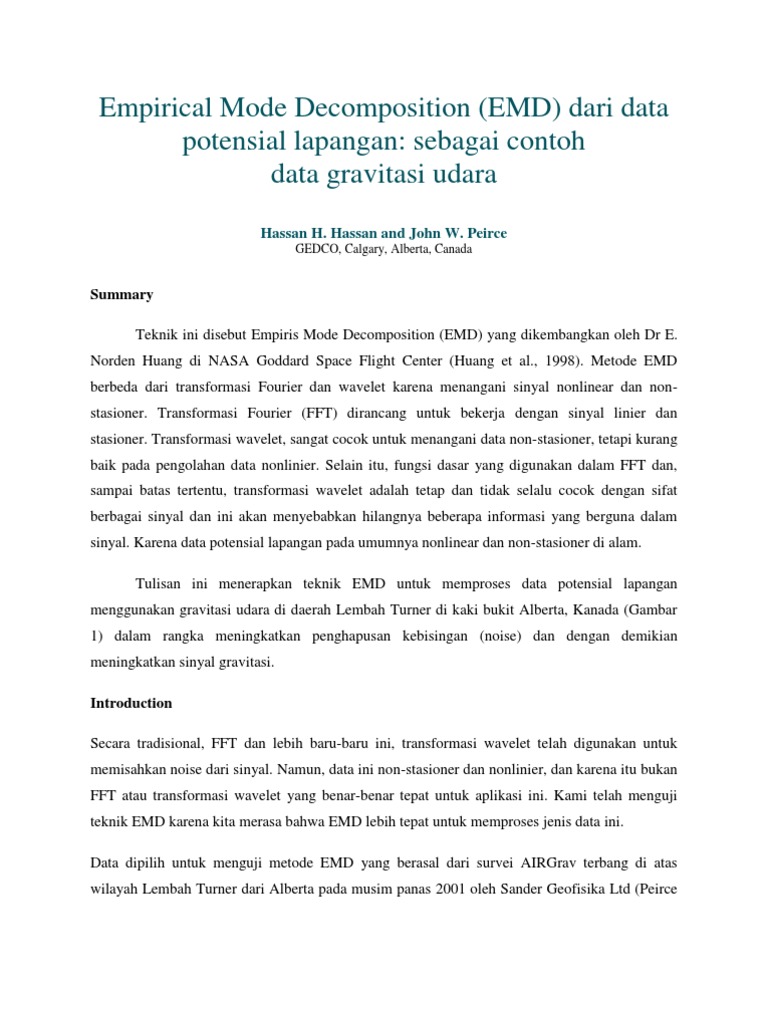 Resume - Empiris Mode Dekomposisi (EMD) Dari Data Potensial Lapangan ...