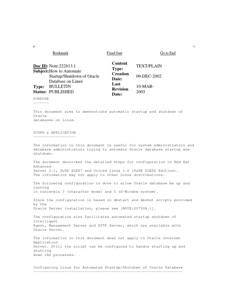 Startup And Shutdown Of Oracle Database On Linux Pdf Oracle Database Apache Server 4532