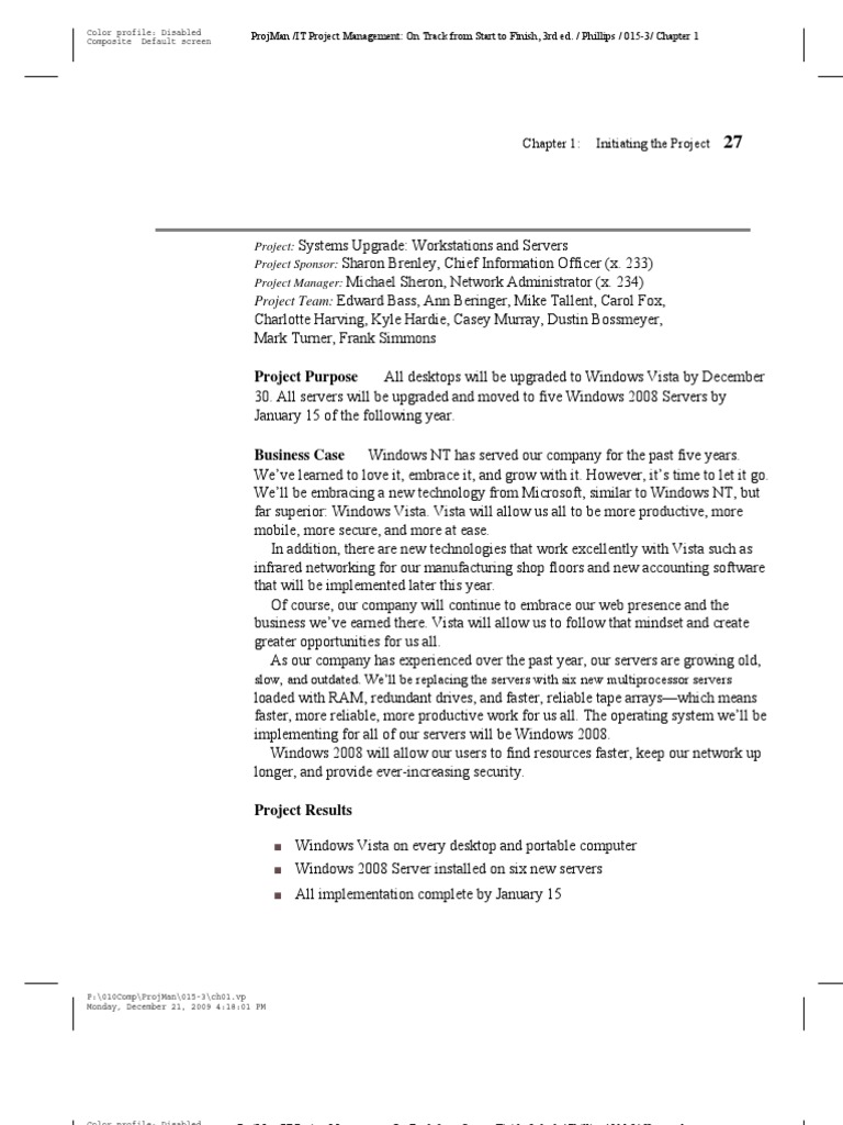 Sample Project Charter: Chapter 1: Initiating The Project | PDF ...