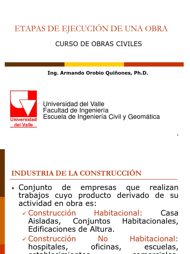 Clase 1 - Etapas de Una Obra Civil | PDF | Ingeniero civil | Ingeniería
