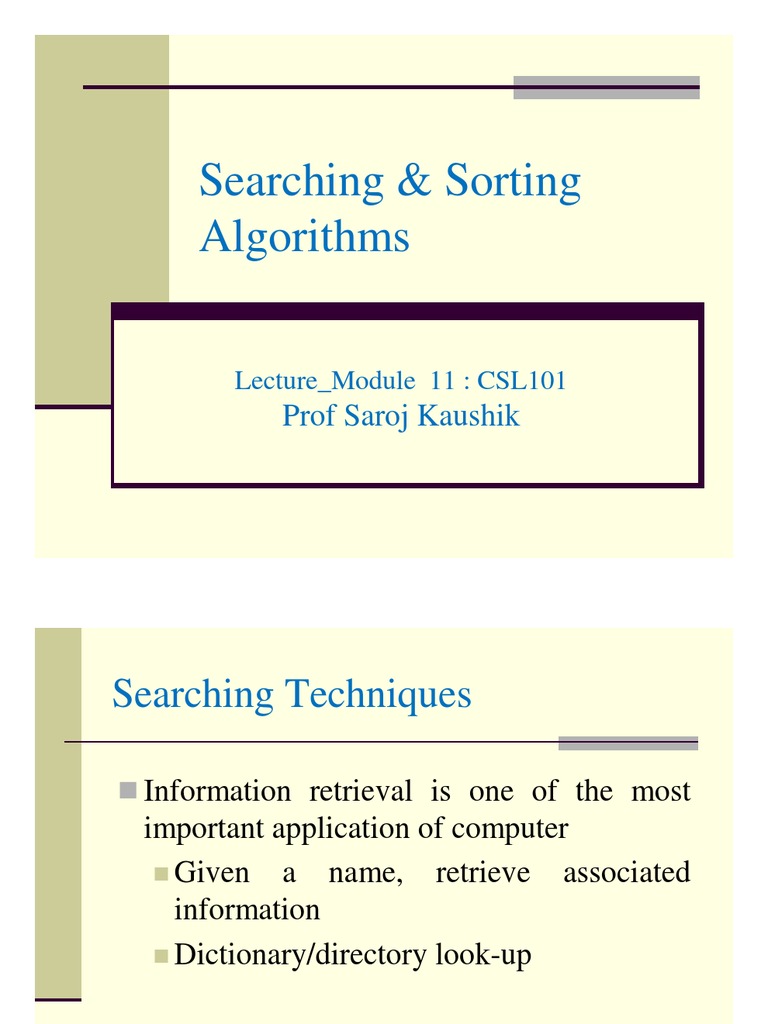 Searching and Sorting Algorithm | PDF | Applied Mathematics | Algorithms And Data Structures