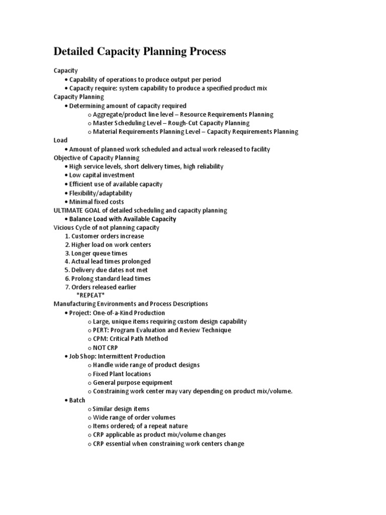 DSP - 06 - Detailed Capacity Planning Process | PDF | Scheduling ...