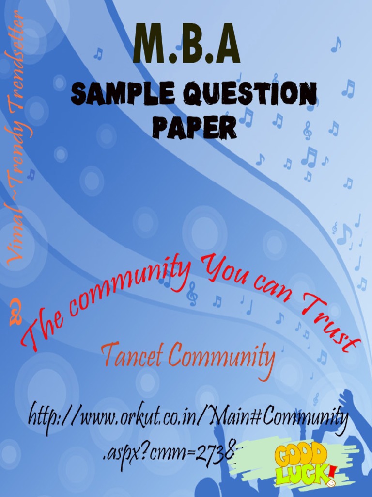 Tancet Mba Model Question Paper & Omr Sheet | PDF | Computing And ...