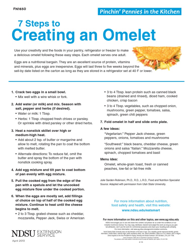Creating An Omelet: 7 Steps To | PDF | Egg As Food | Chili Pepper