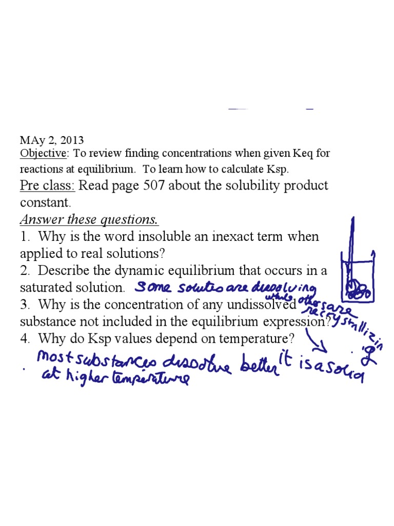 Understanding Ksp and Equilibrium Concepts | PDF | Solubility ...