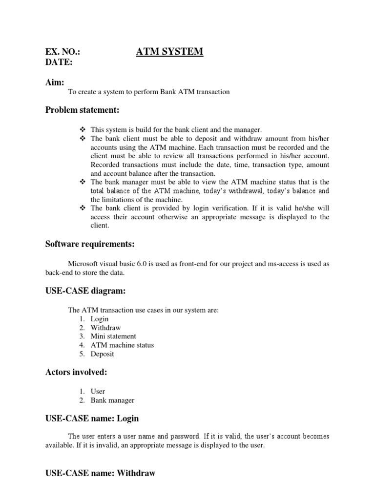 Case Tools Lab | PDF | Automated Teller Machine | User (Computing)