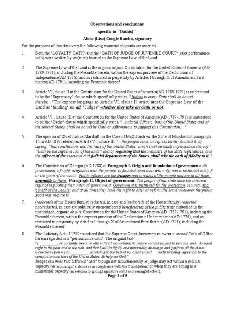 Analysis of Judicial Oaths and Fidelity | PDF | Oath Of Office ...
