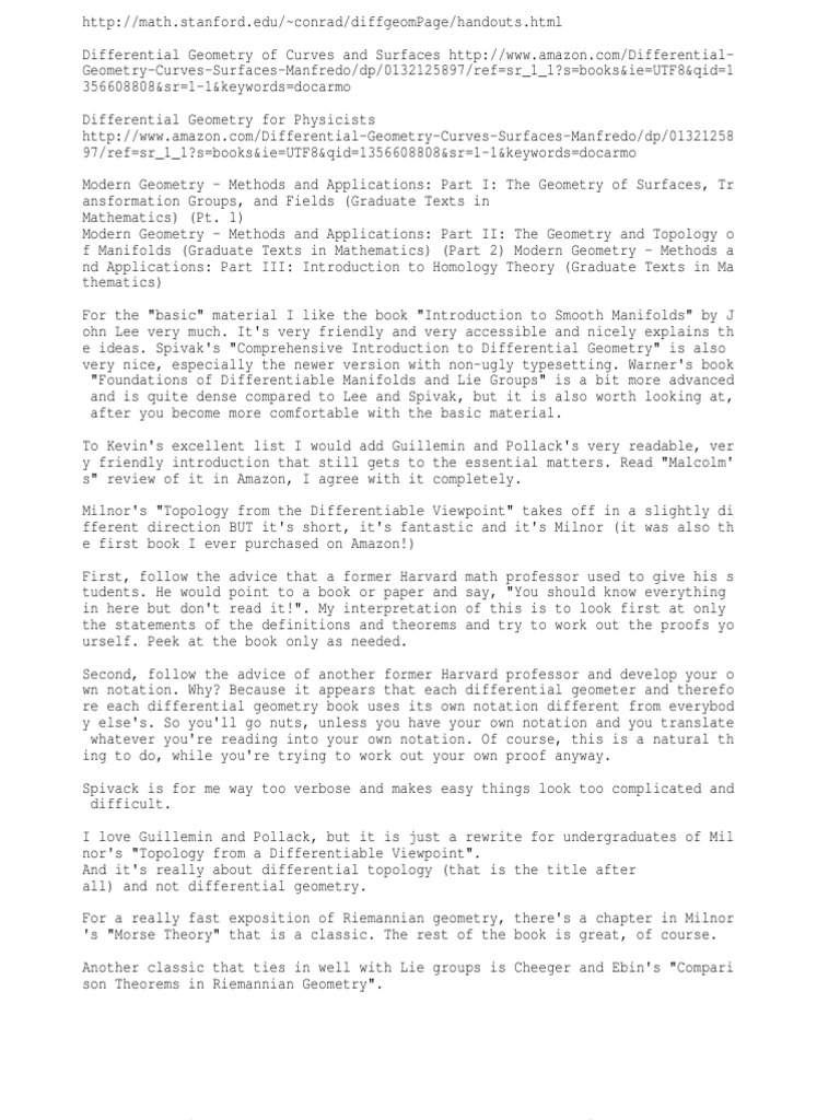 Differential Geometry Notes | PDF | Differential Geometry ...