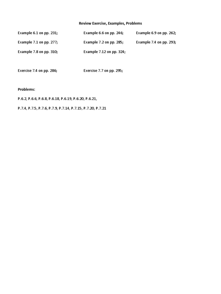 Review Exercises and Problems Guide | PDF