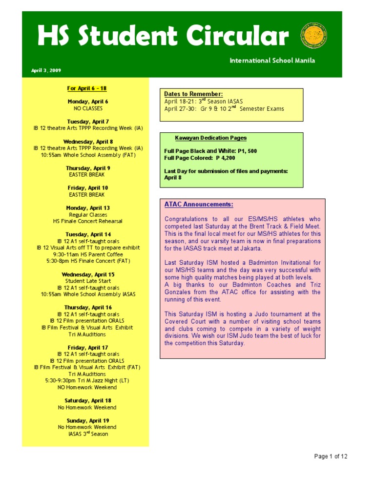 Student Circular April 3 | College | Higher Education