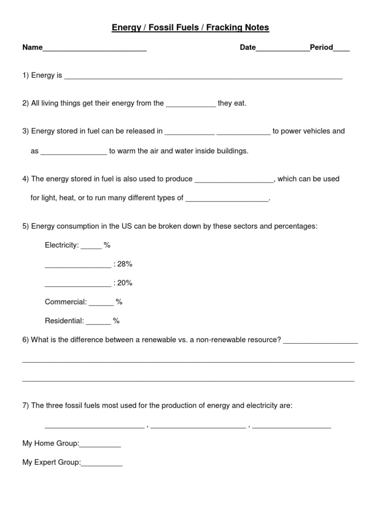 Energy Fossil Fuels Fracking Student | PDF