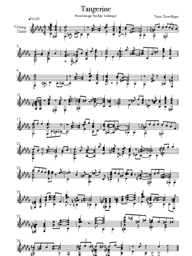 Tangerine Guitar Chords