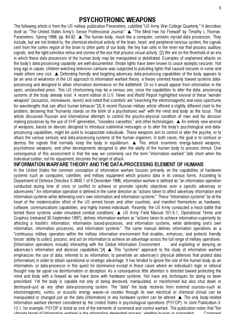 Psychotronic Weapons | PDF | Information | Military