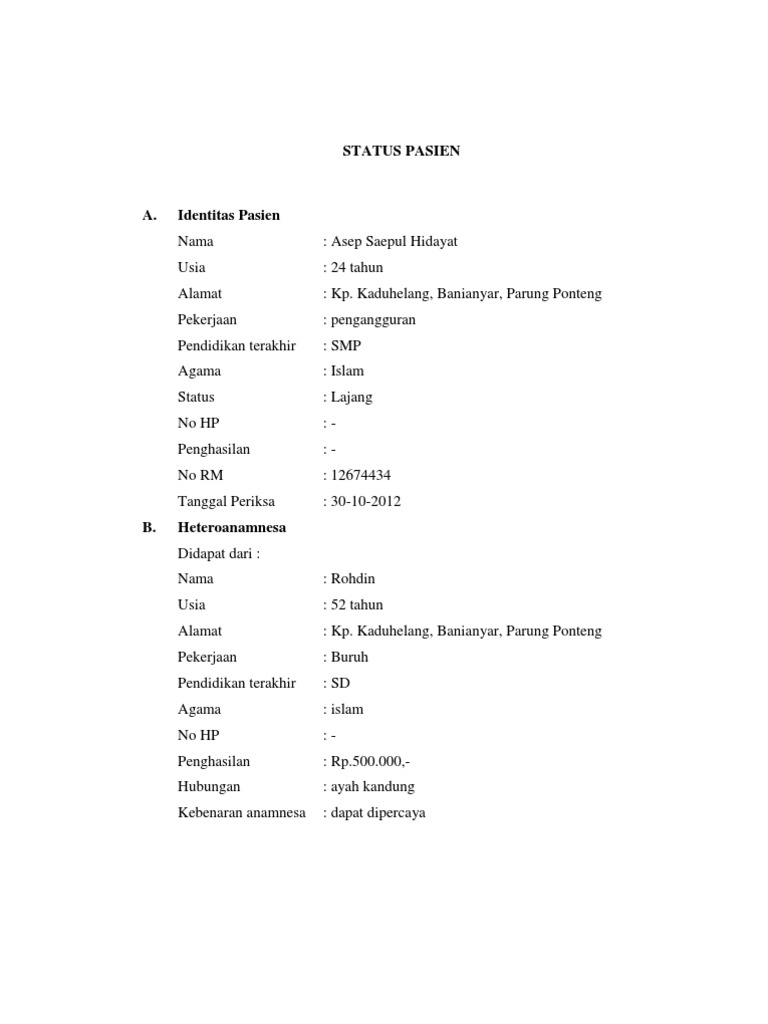 Status Pasien | PDF